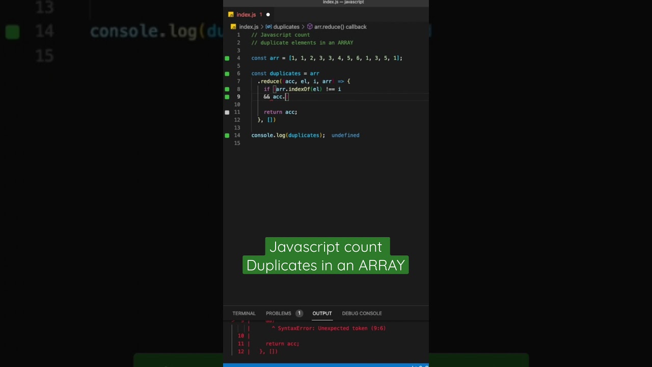 Javascript count duplicates in an ARRAY #webdev #js #shorts #javascript #react #es6