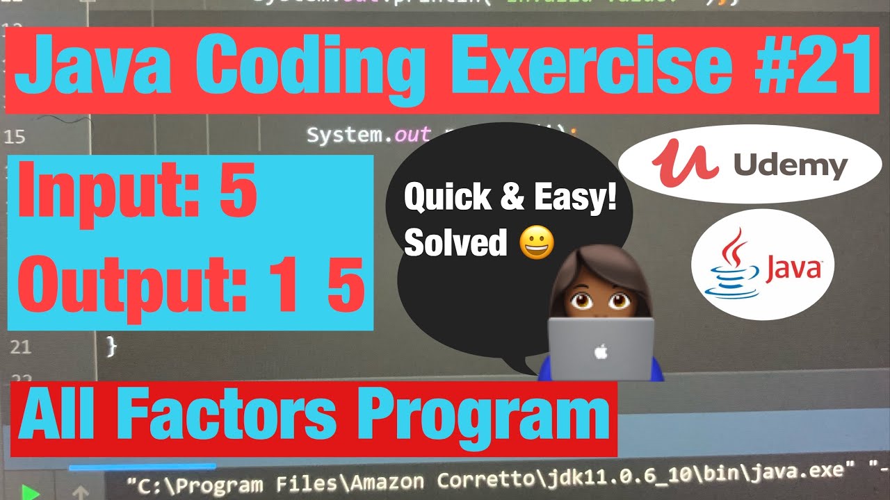 All Factors Program (Quick and Easy Java Programming, SOLVED) [#21] -Java Coding Exercise