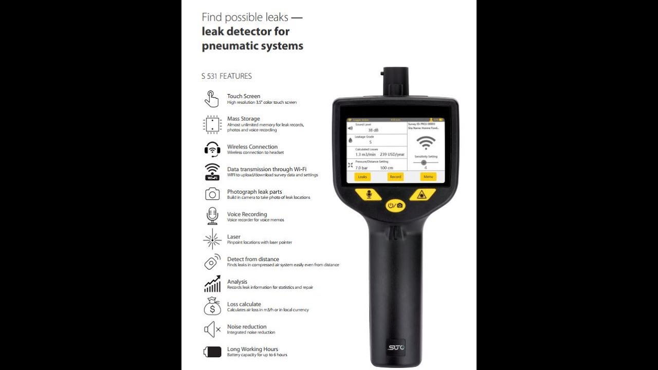 S531 Ultrasonic Air/Gases leak detector Operational Video