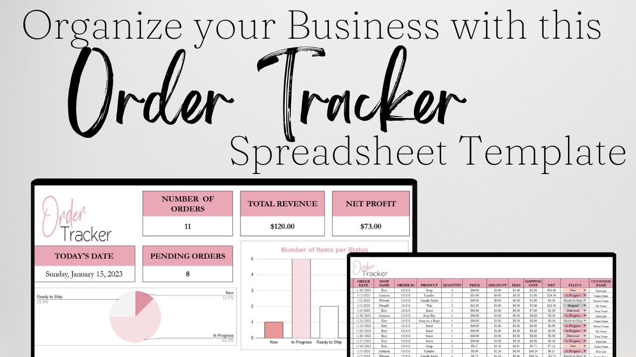 Order Tracker Google Sheets, Order Tracking Excel Template, Order Tracking Excel Sheet Spreadsheet