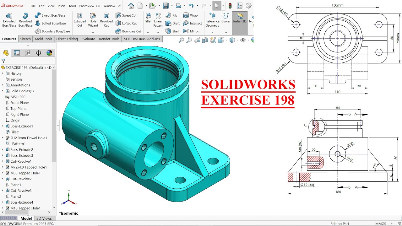 SolidWorks Tutorial Exercise 198