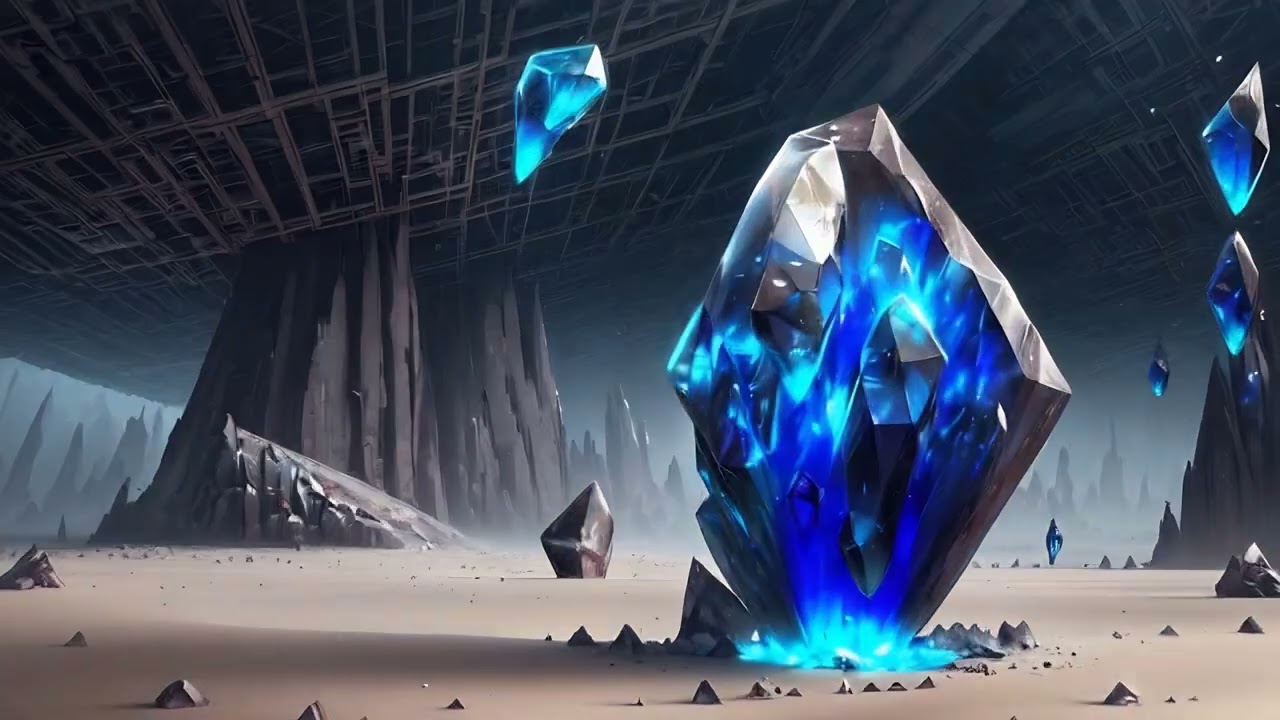 Free Stock Videos - large blue crystals in vast cave background