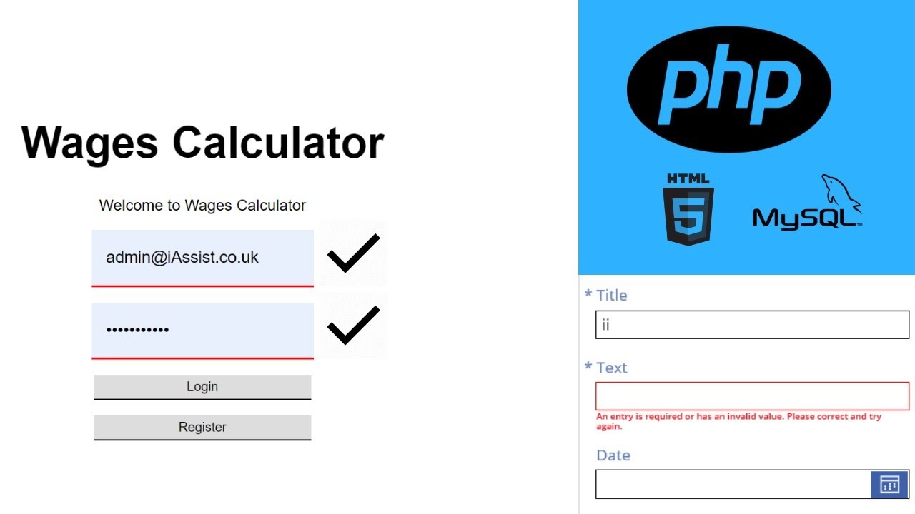 Adding validation to a login and register system created using php and mysql