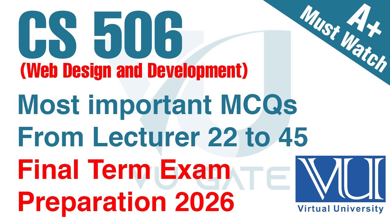 CS506 Final Term Solved MCQs 2026 | CS506 Preparation by VU Gate