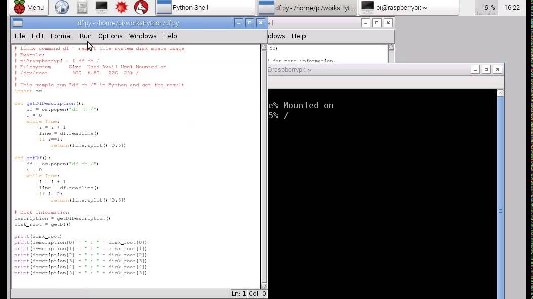 Python get file system disk space usage, on Raspberry Pi