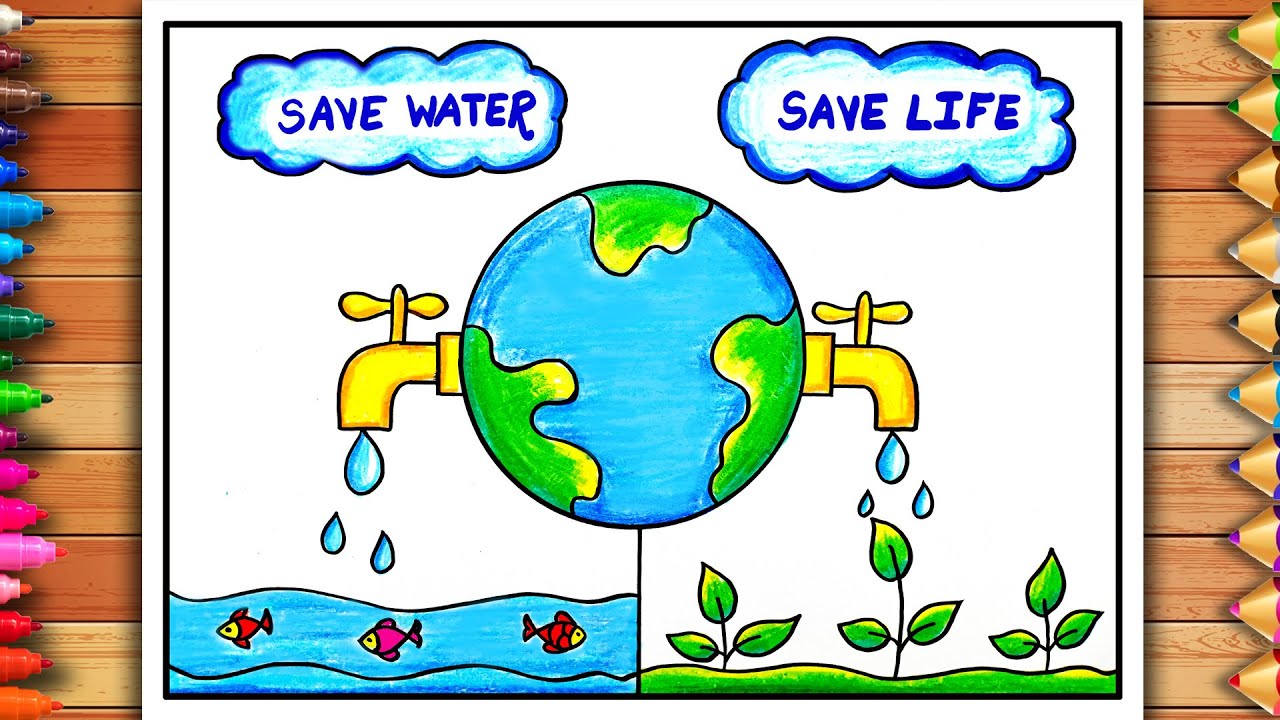 World Water Day Drawing | World Water Day Poster | Save Water Save Life Poster | Save Water Drawing