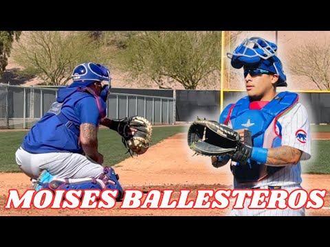 Cubs Prospect Moises Ballesteros Catching Drills from Spring Training