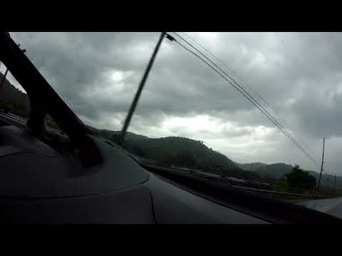 WV Route 2 north from WV Route 7 to WV Route 2 Powerlines, high mast streetlights, and mountains