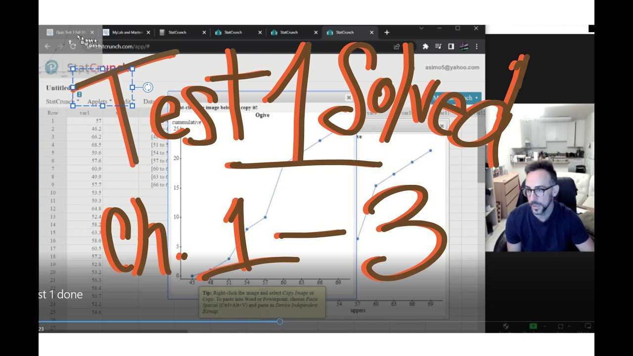 Statistics Test 1 from Fall 2022 Solved