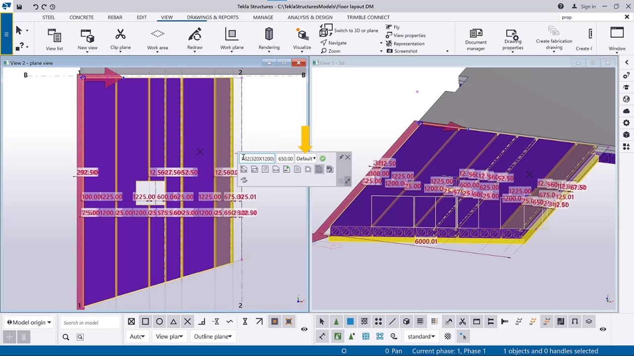 Modify slabs and seams in Floor layout