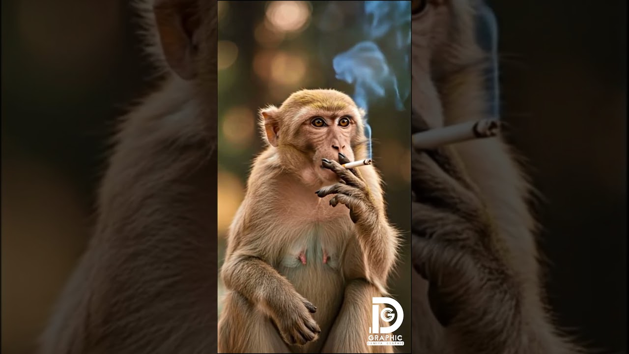 A monkey smoking a cigarette. 🐒🚬 #monkey #smoking #cigarette