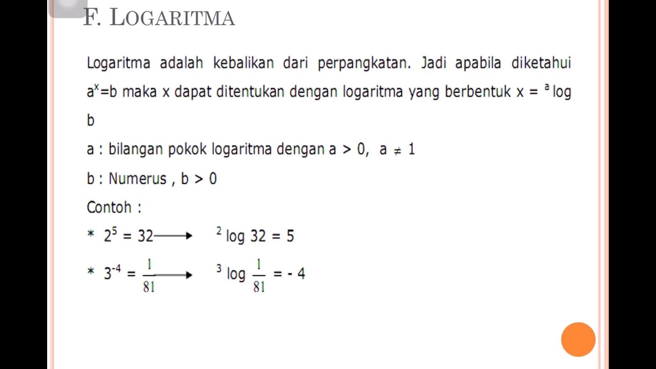 Logaritma dan Sifat-sifatnya