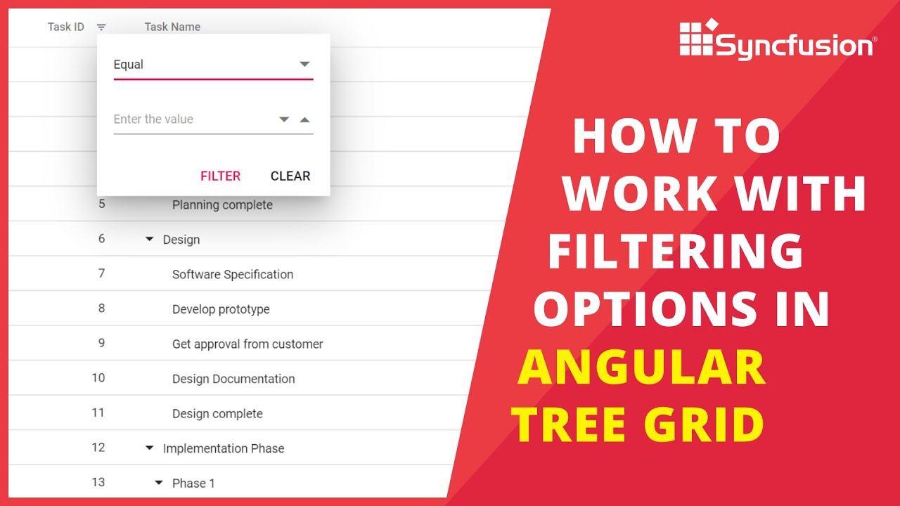 How to Work with Filtering Options in Angular Tree Grid