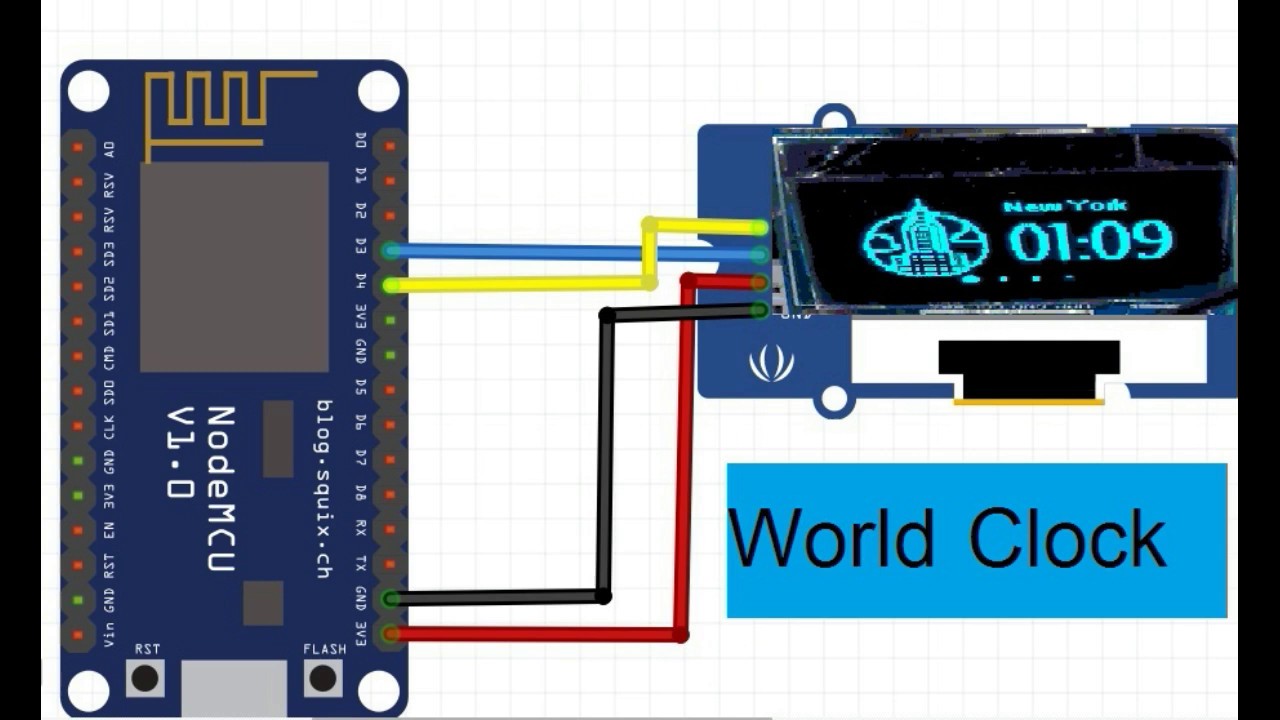 ESP8266 node MCU + SSD1306 OLED display Build World Clock