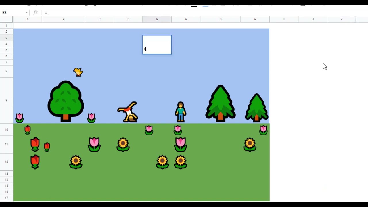 Draw with the CHAR function of Google Sheets