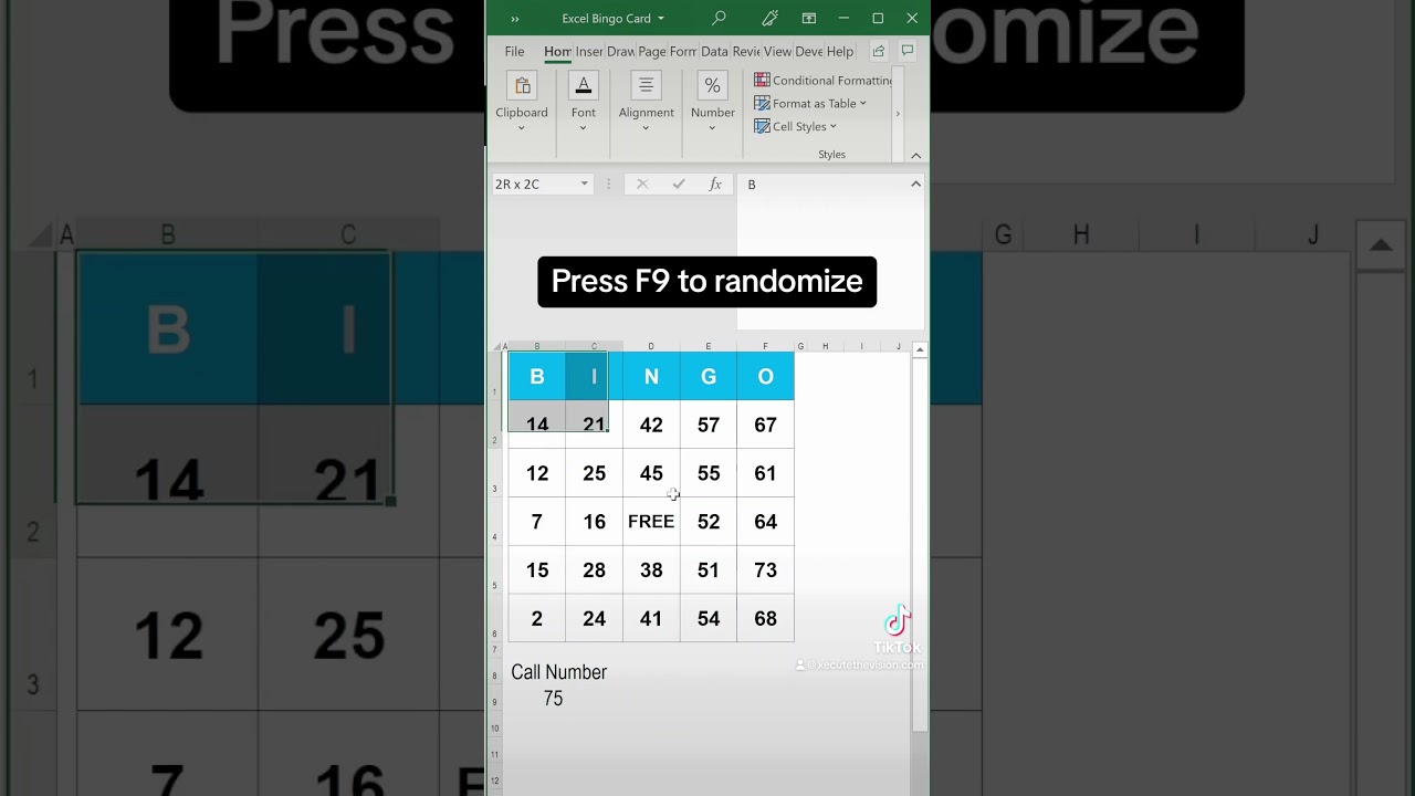 Excel tip generate random numbers and make a bingo card