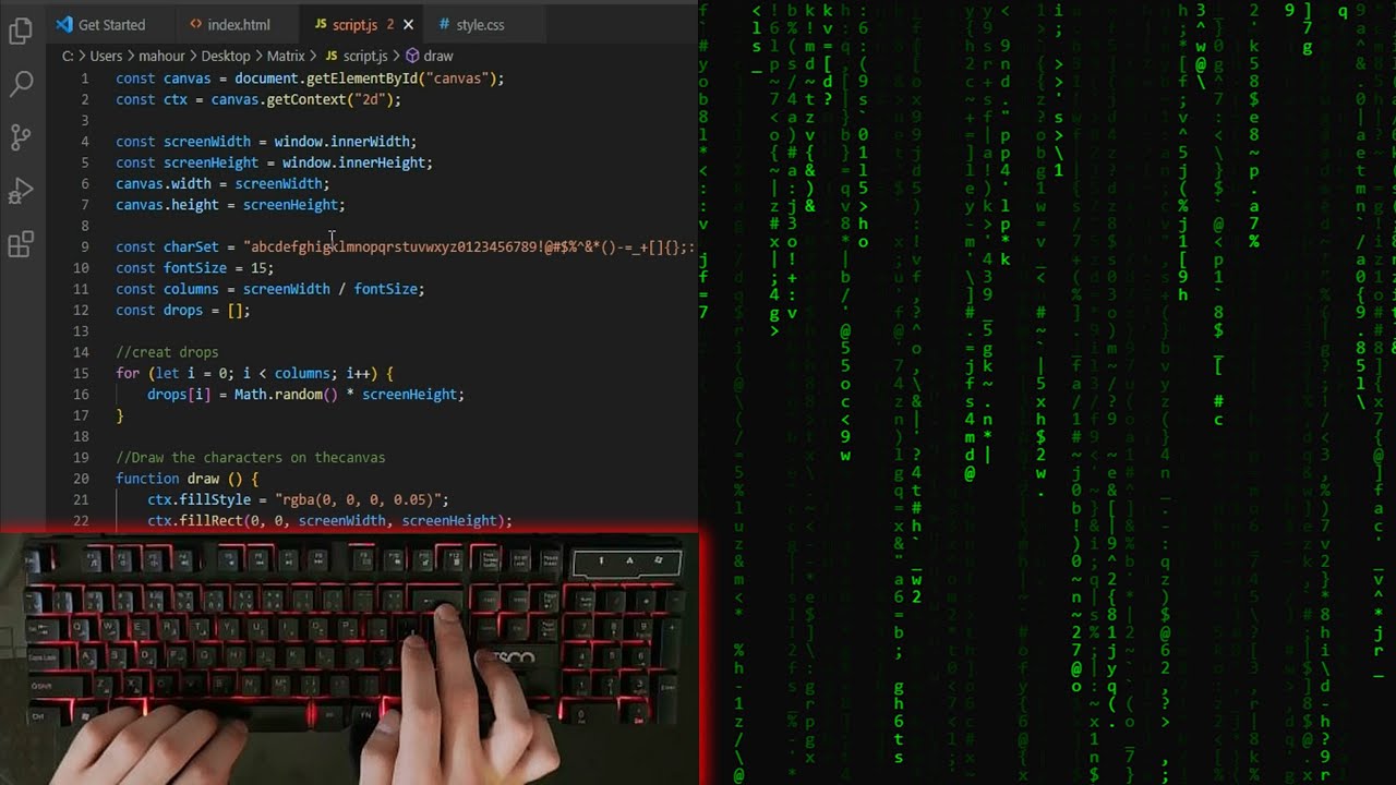 ASMR Programming - Coding Matrix Animation - No Talking