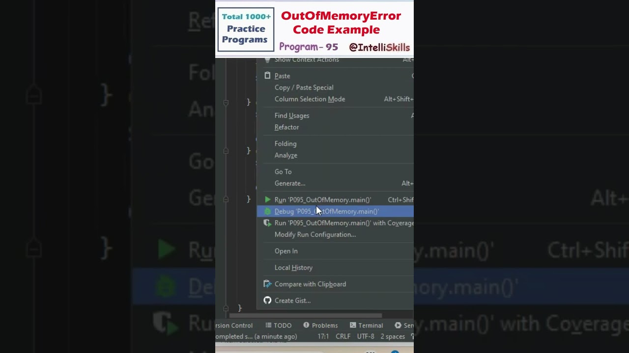 Program 95 | OutOfMemoryError in Java | Java Heap Space #Shorts #java #coding #programming