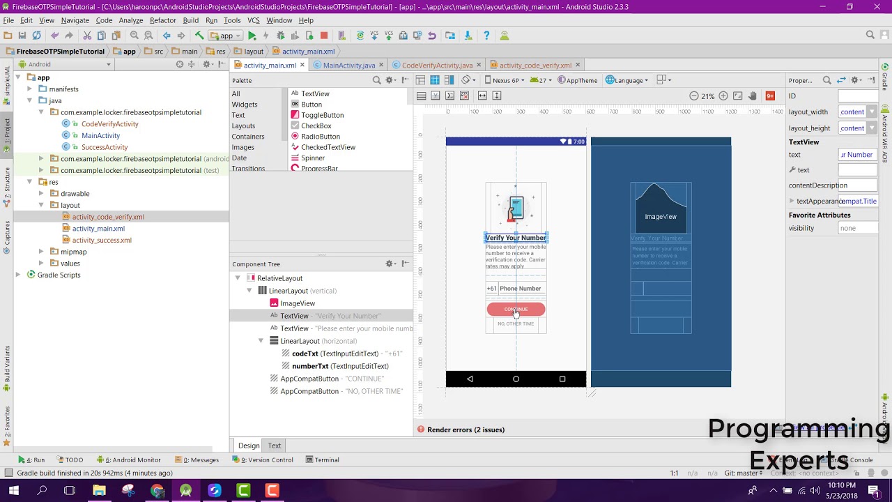 OTP Sms Authentication using Firebase Android Studio