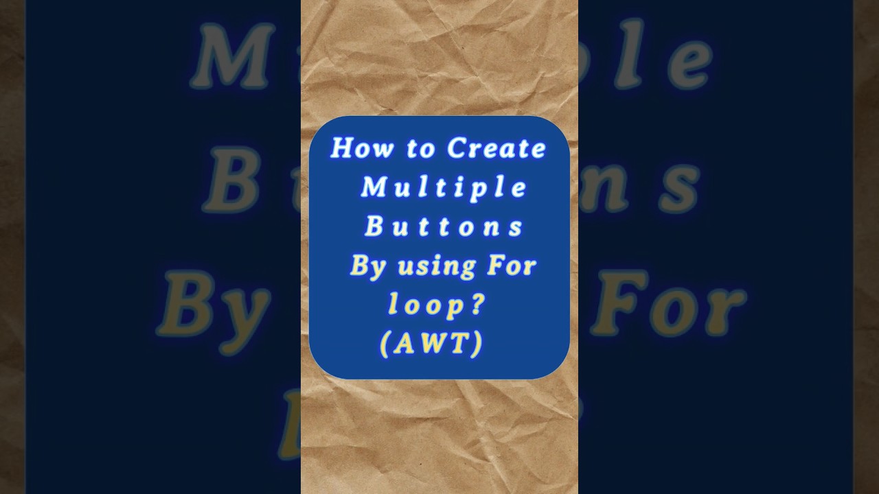 How to create multiple Buttons using For loop? #padhoengineering #java #ajp #javacoursesonlinefree