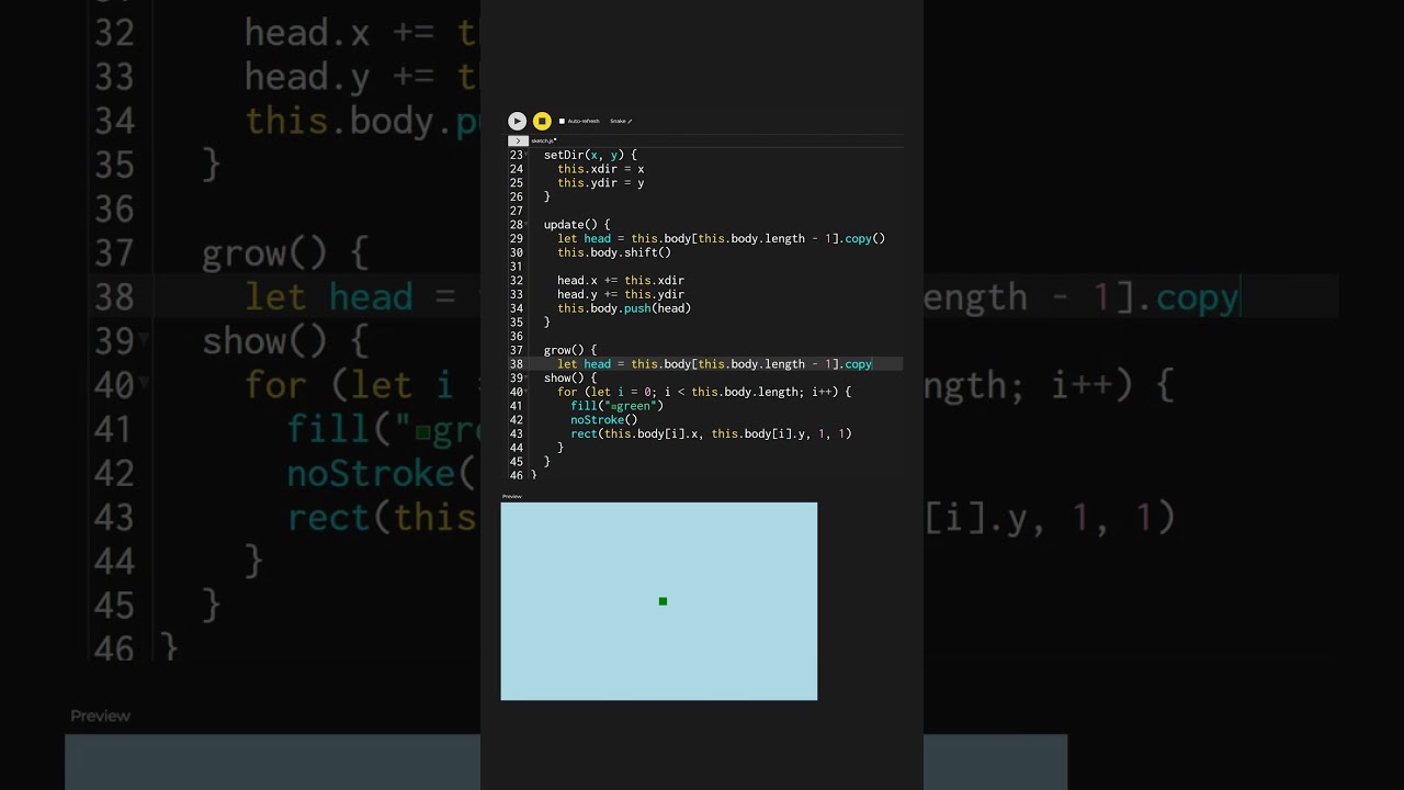 Let's Code Snake in JavaScript (Part 5): #p5js #javascript #codingtutorial