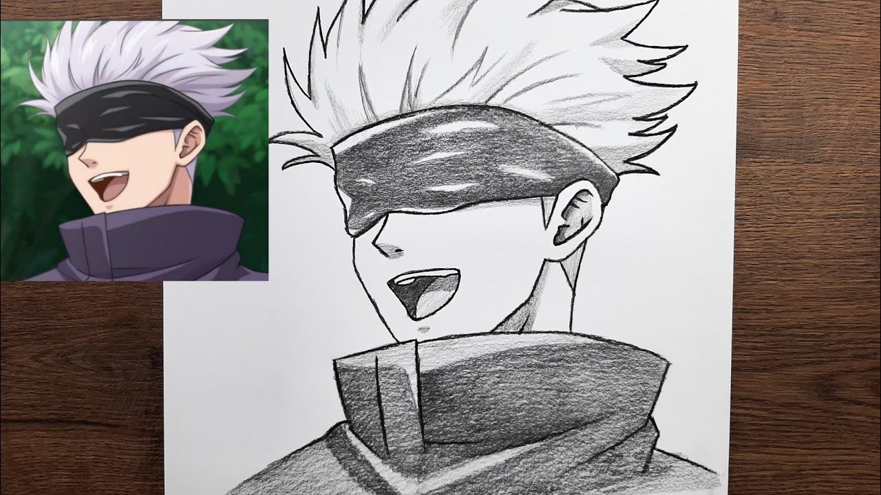 How to draw gojo satoru - Step by step tutorial - Easy anime drawing