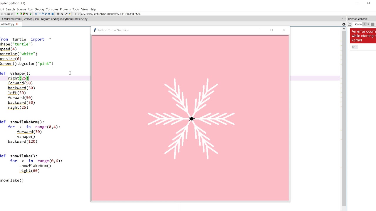 Develop Snowflake with Turtle using Python Programming Language