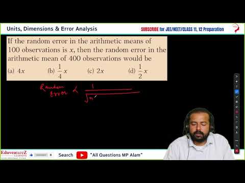 If the random error in the arithmetic means of 100 observations is x, then the random error in the