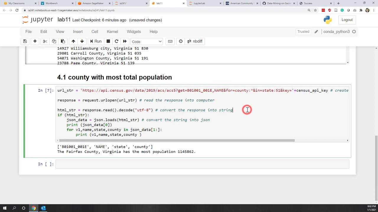 lab11 Download #Census Data into #Python