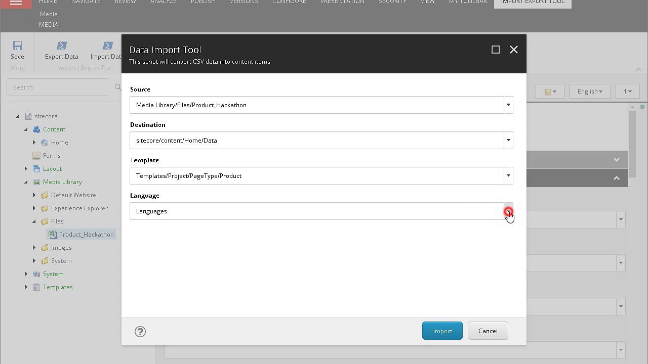 Data Import Export Tool