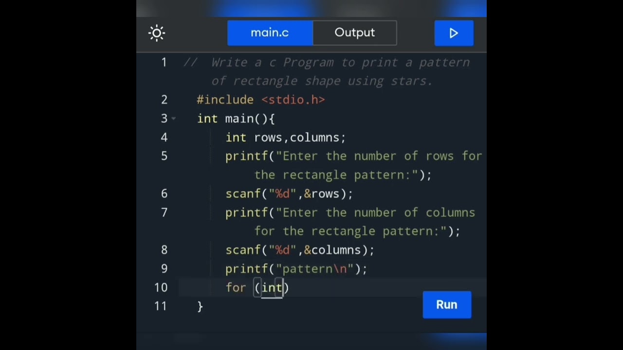 How to write a c Program to print a pattern of rectangle shape using stars.