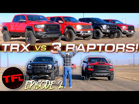 Watch Tuned Raptors Take on the 702-HP Ram 1500 TRX