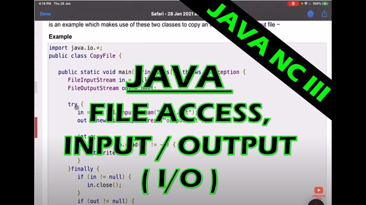 JAVA PROGRAMMING LECTURES (FILE ACCESS, INPUT/OUTPUT)