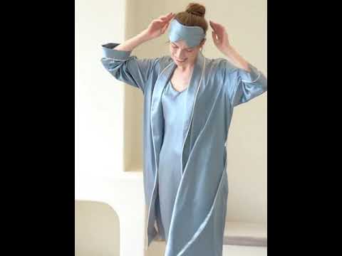 Women’s Silk Slip Nightgown Silk Robe Set - PandaSilk.com