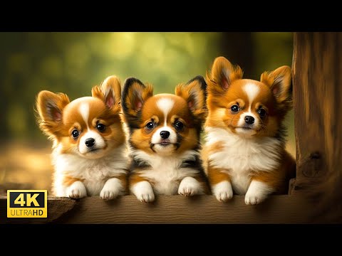 Cute Dog Collections in 4K Ultra HD - 4K Puppies Video - Relaxing Music Source
