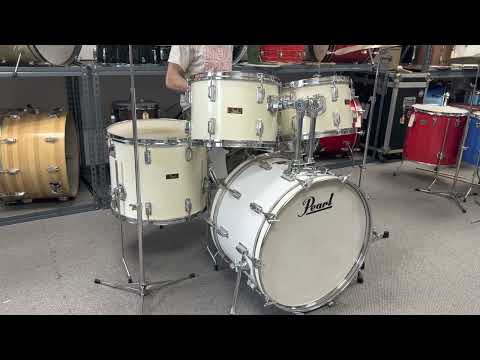 1970s Pearl Wood-Fiberglass Pure White Drum Kit | Reverb