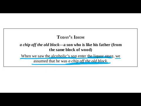 a chip of the old block idiom meaning in Hindi Urdu | Barron's 1100 words idioms book imp vocabulary