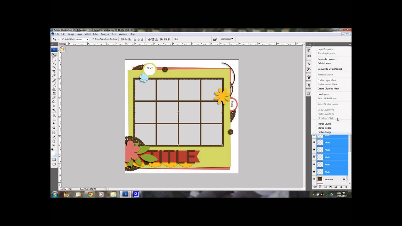 Combining Layers on a Digital Scrapbook Template