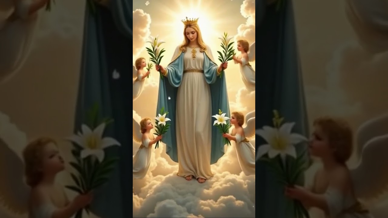 Queen of Heaven | Virgin Mary Crowned in Glory 👑 #holymother #jesus#hailmary #ourlady#shorts#short