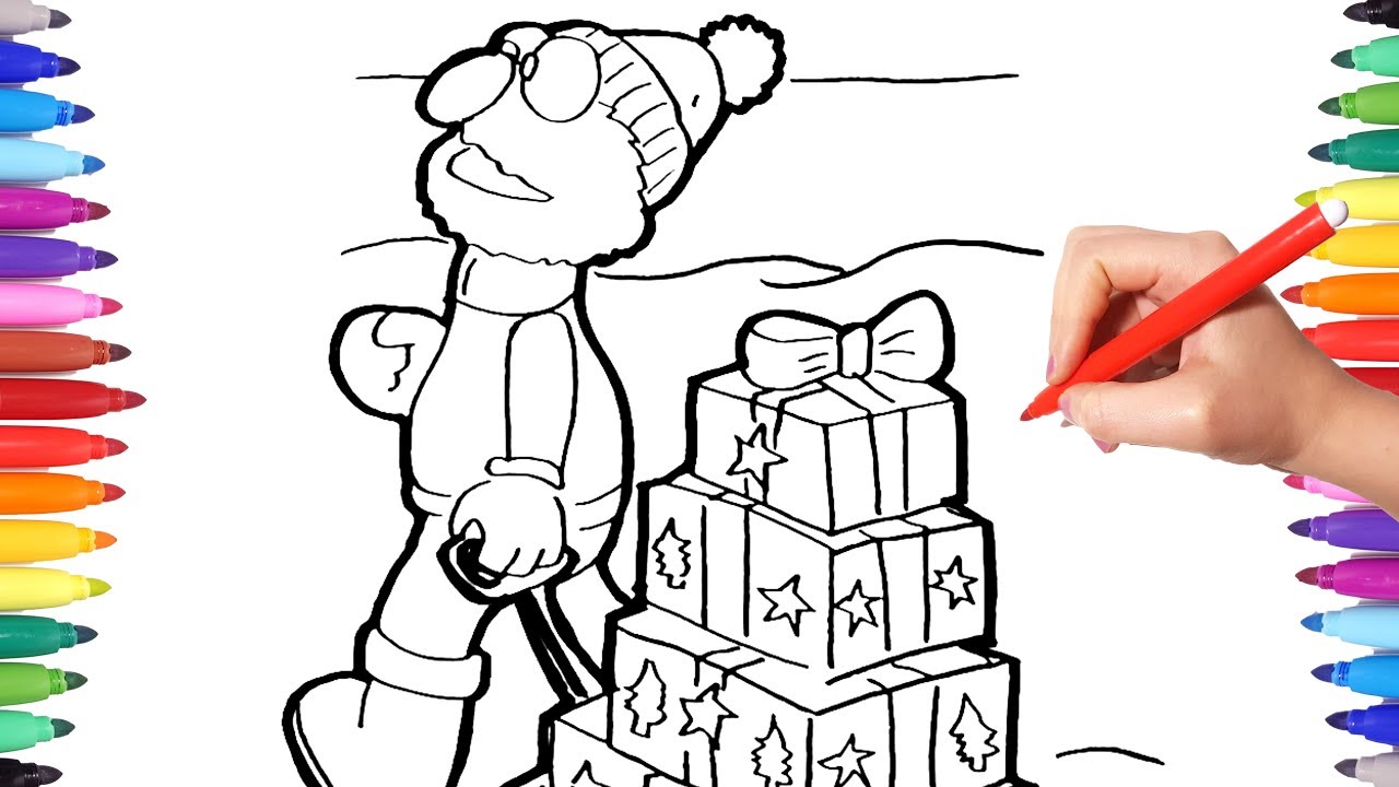 SESAME STREET coloring pages | How to draw Elmo for Christmas | Kids coloring book