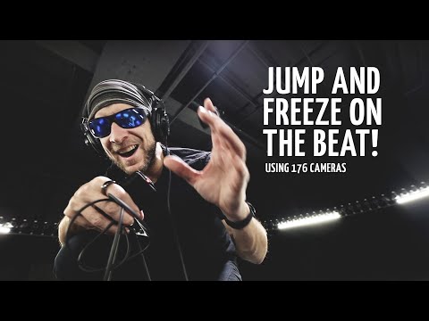 Jump and freeze on the beat (using a 176-cameras bullet-time array)
