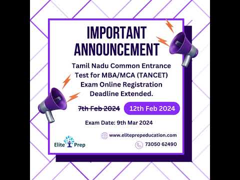 TANCET MBA 2024 Exam Registration Extended | TANCET MBA|