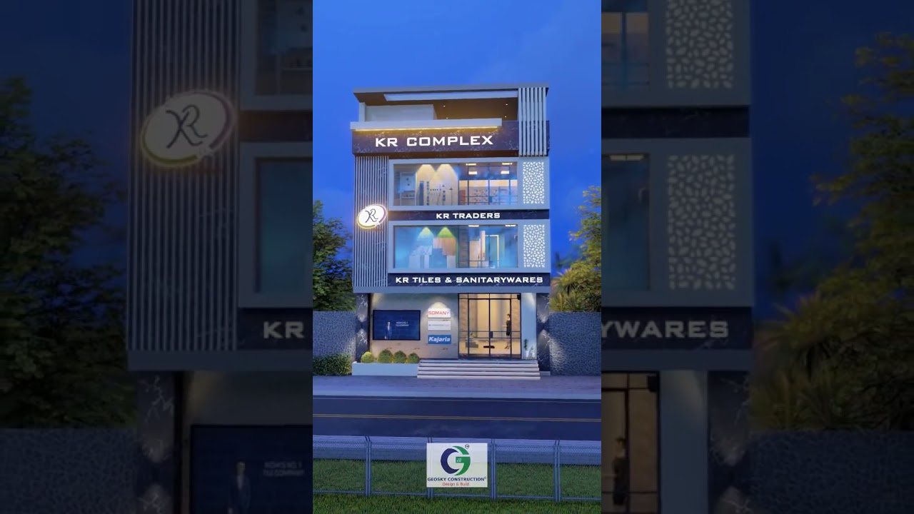 Commercial building 3D design_Tile showroom #housedesign #3delevation #architecture #geosky