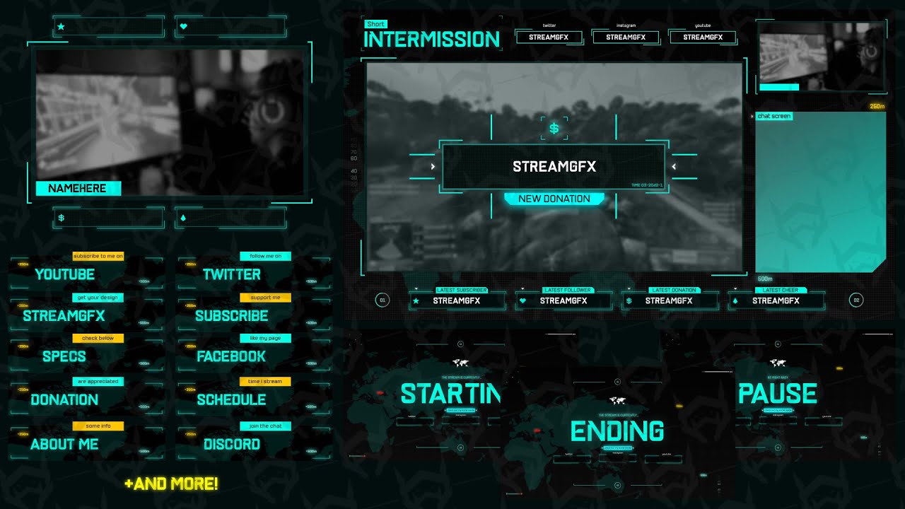 Professional Stream Overlay Pack - Complete Graphics Bundle OBS
