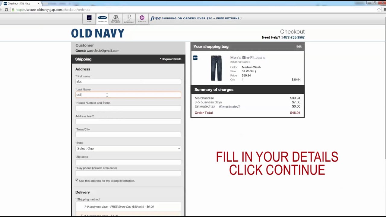 How to use an Old Navy promo code