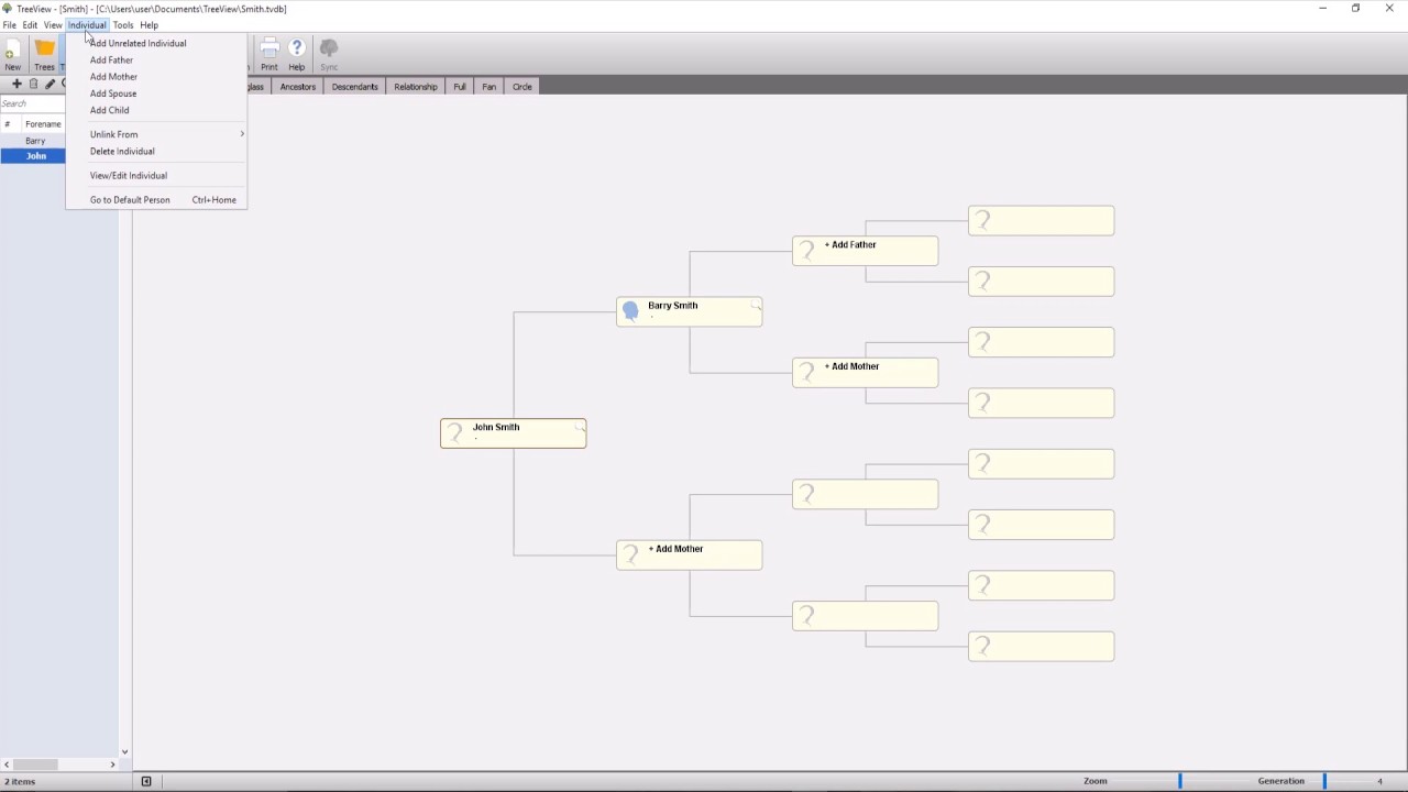 Entering information into TreeView
