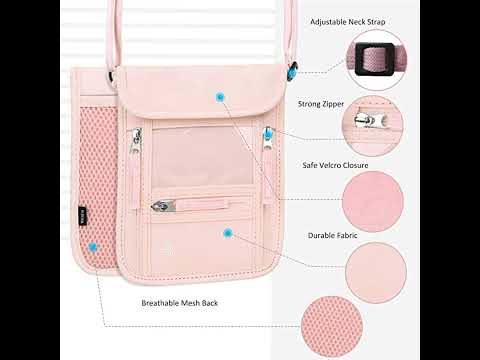 WALNEW Passport Holder Neck Pouch Travel Neck Wallet with RFID Blocking – 7 Pockets with Adjustable