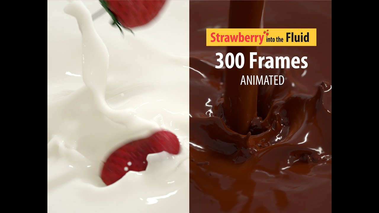 Milk & Chocolate and red strawberries into it - 3d model