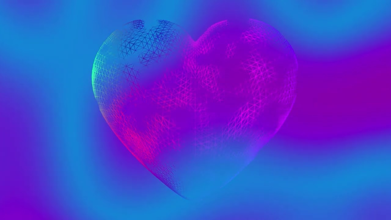 Blue Heart Fractal Motion Background