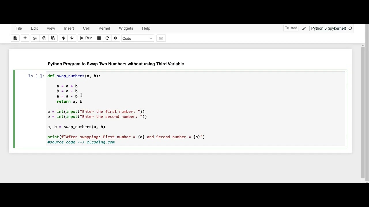 Day 46: Python Program to Swap Two Numbers  Without Using The  Third Variable